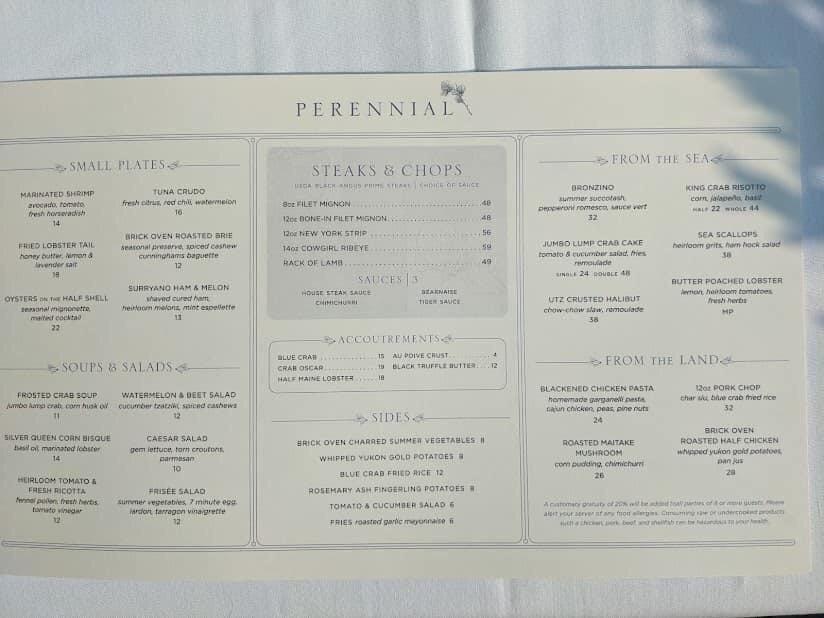 Menu at Perennial pub & bar, Towson