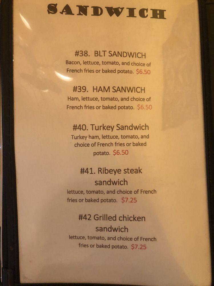 Menu at Las Cascadas restaurant, Ninety Six