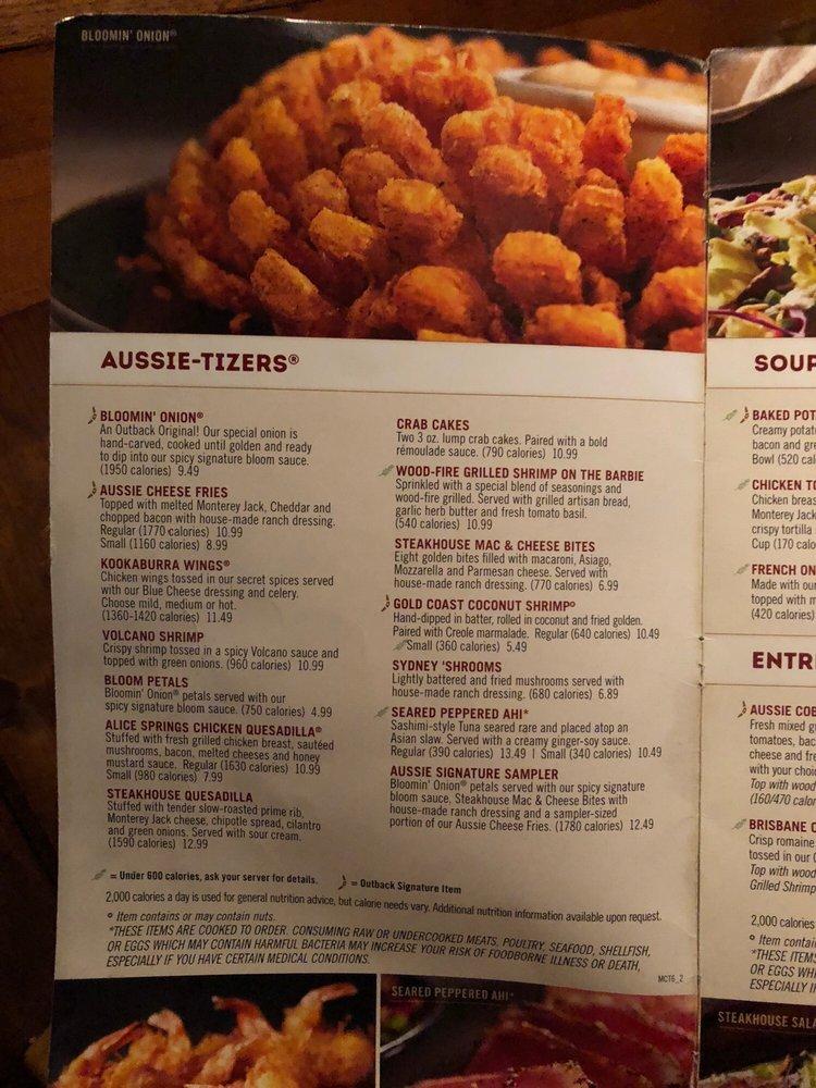 Menu at Outback Steakhouse, Las Vegas, 7380 S Las Vegas Blvd