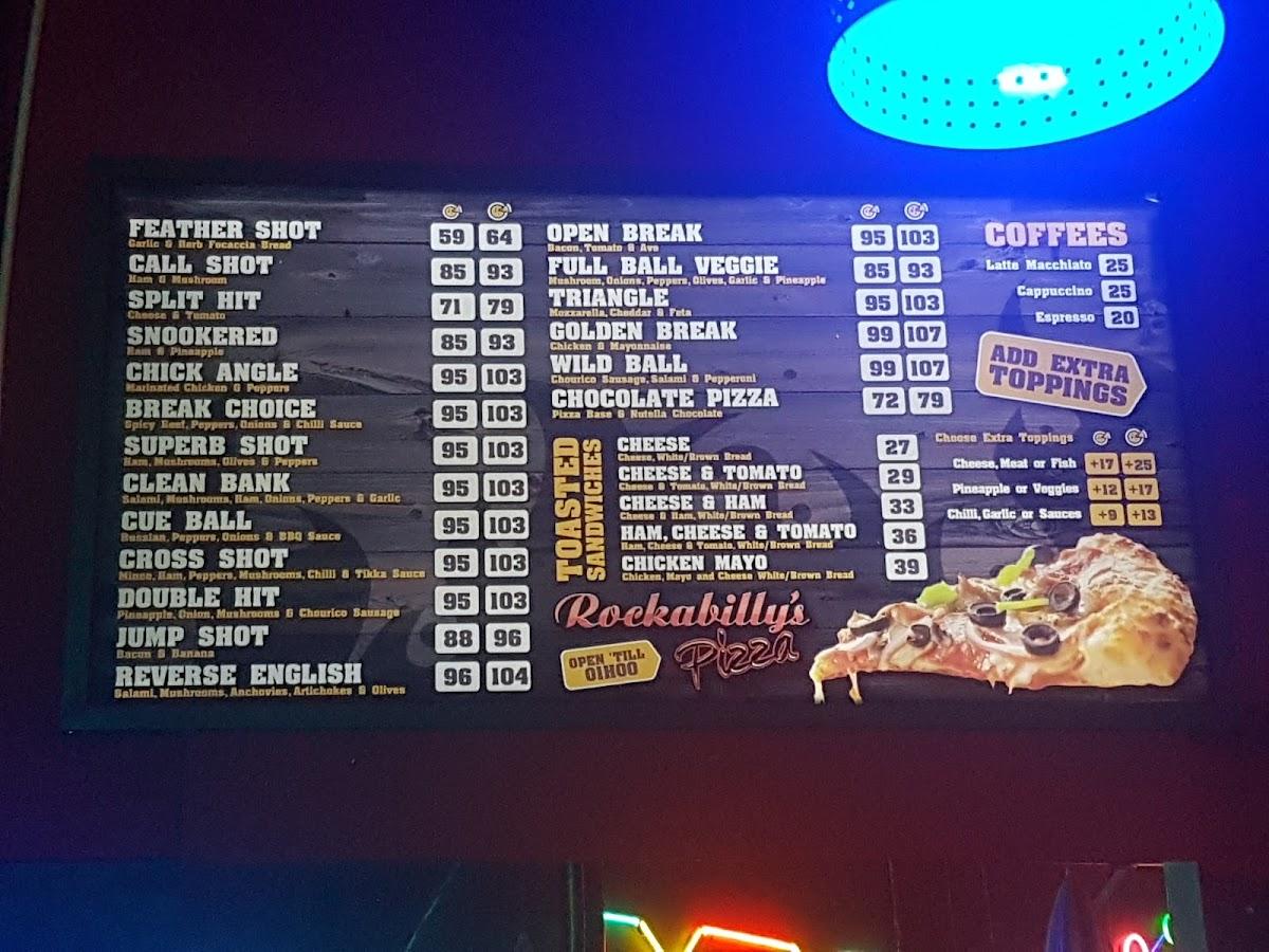 Menu at Rockabilly's Pool And Gambling pub & bar, Edenvale
