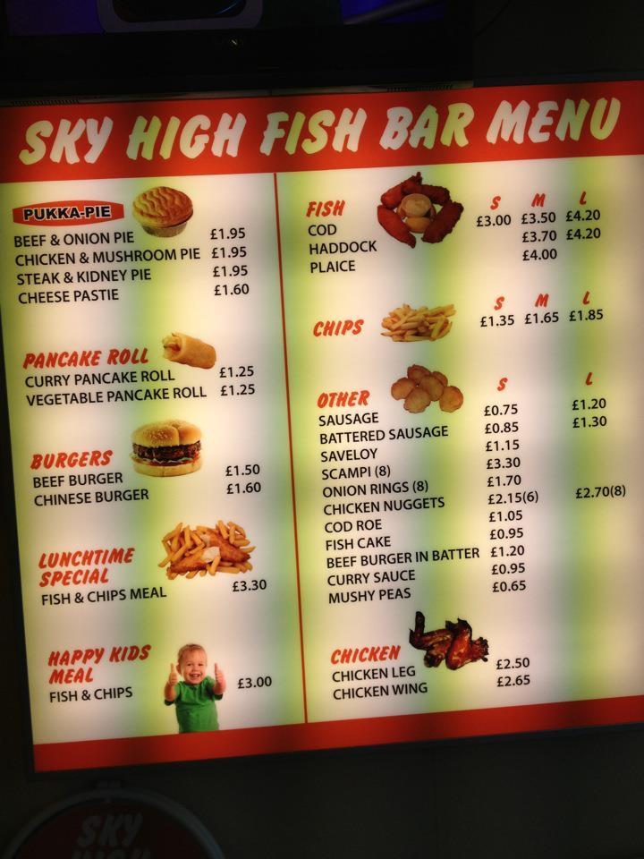 Menu at Sky High Fish Bar, Hove