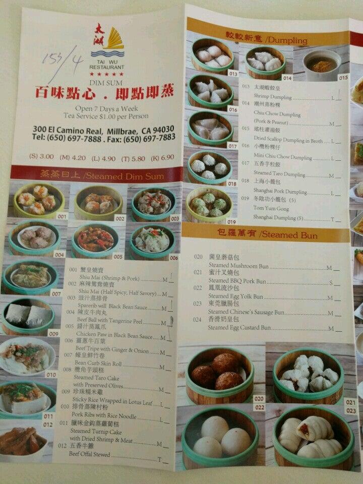 Carta del restaurante Tai Wu, Millbrae