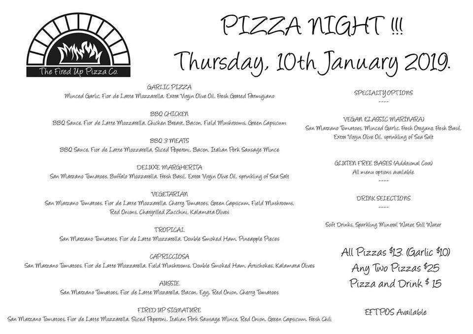 Menu at The Fired Up Pizza Co. pizzeria, Fletcher