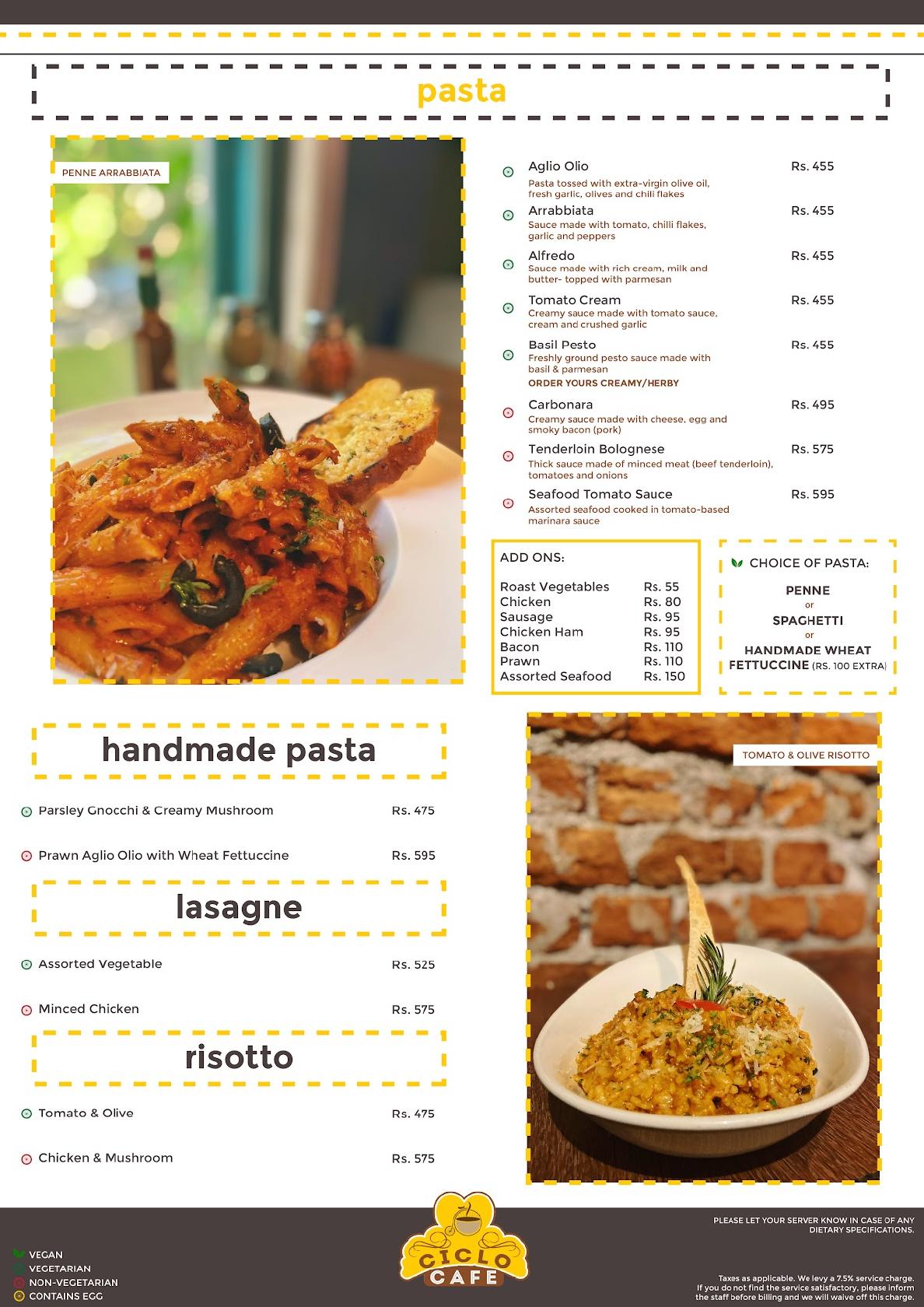 Menu at Ciclo Café, Chennai, 1st Floor