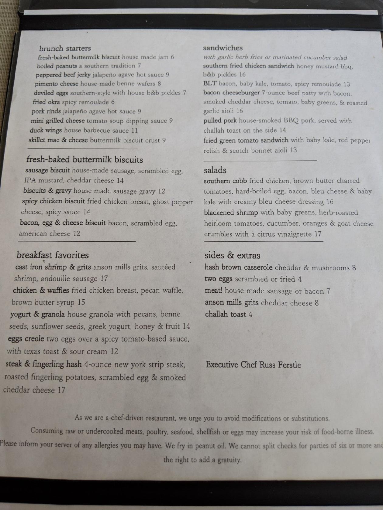 Menu at Firefly Key West restaurant, Key West
