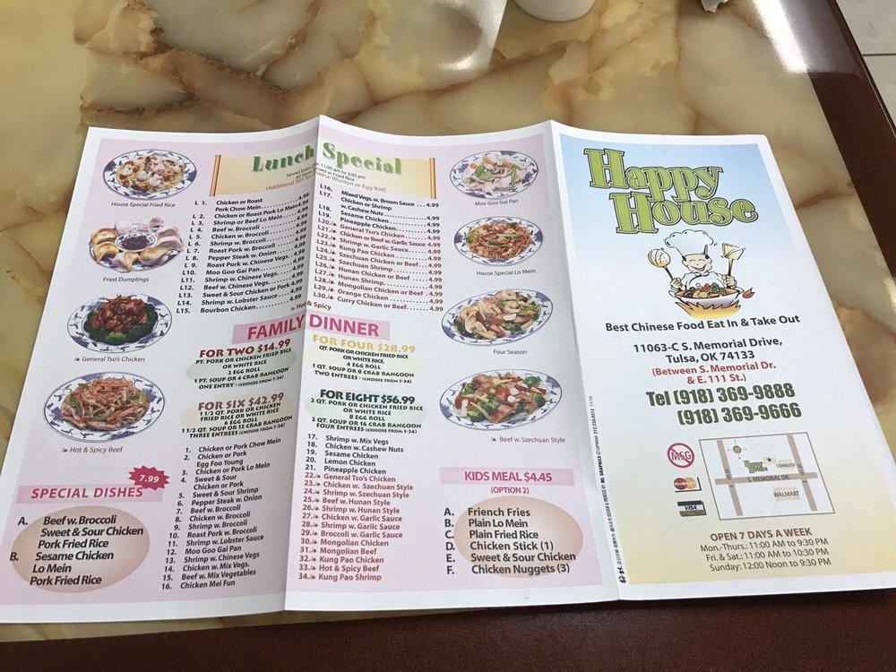 Menu at Happy House restaurant, Tulsa, S Memorial Dr