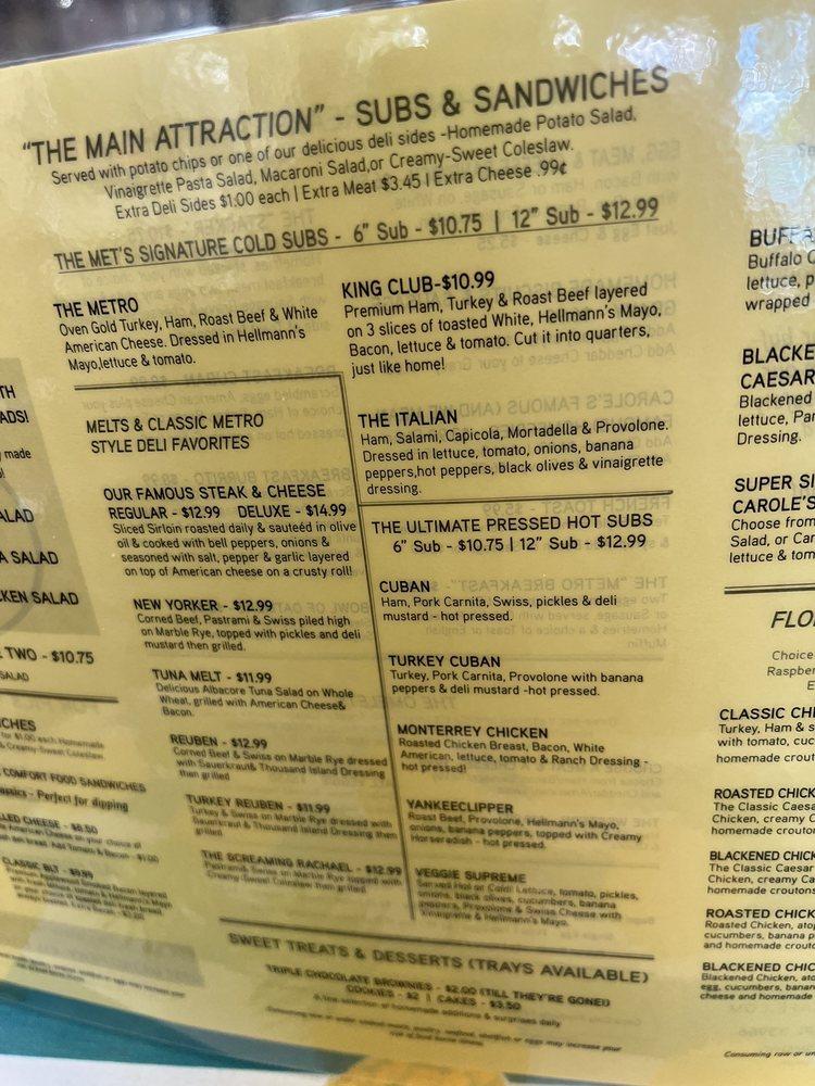 Menu at Metro Deli & Cafe, Fort Myers, Metro Pkwy # 11