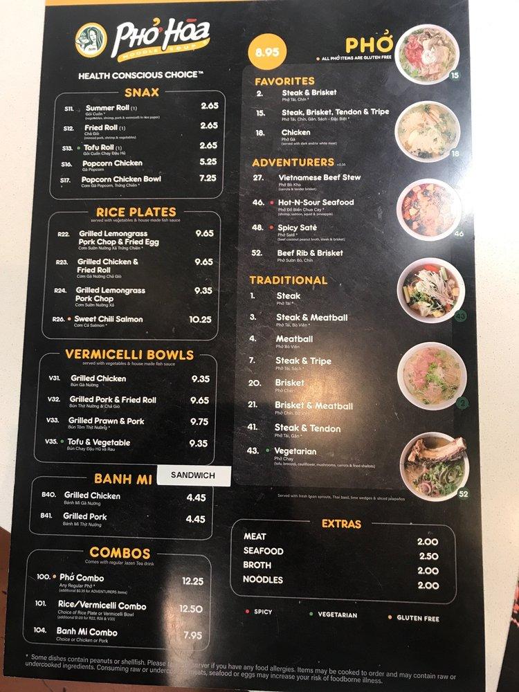 Menu at Pho Hoa + Jazen Tea - Fort Bliss restaurant, Fort Bliss