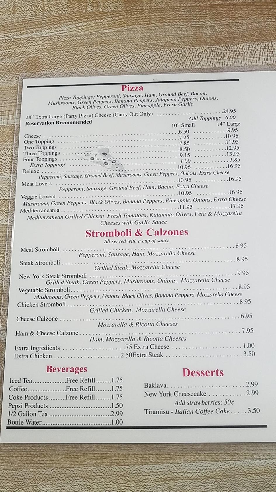 Menu at Hawkins Grill & Pizzeria, Sanford