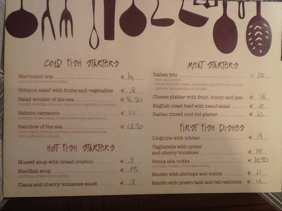 Menu at I fratelli ristorante malta restaurant, Valletta