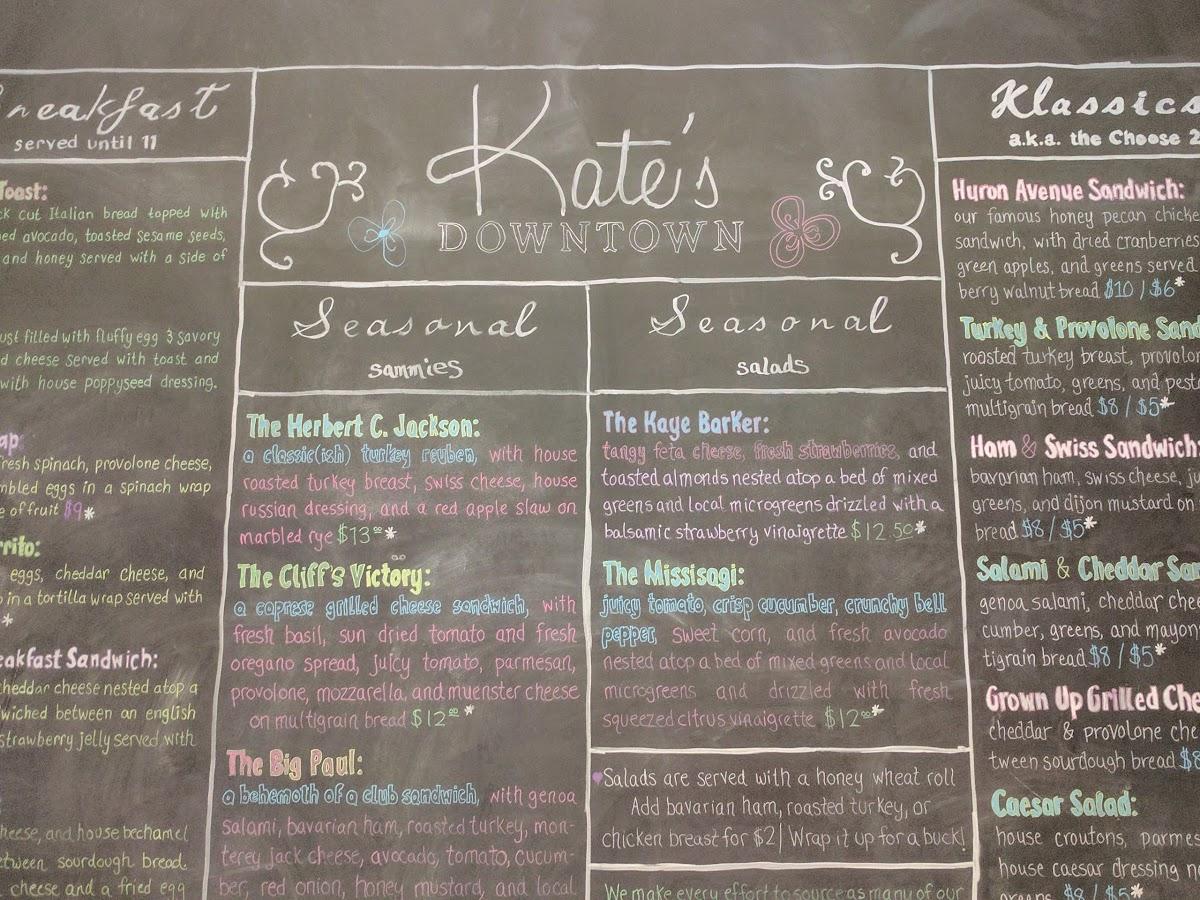 Menu at Kate's Downtown cafe, Port Huron