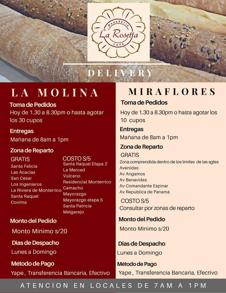 Menu at La Rosetta cafe, La Molina