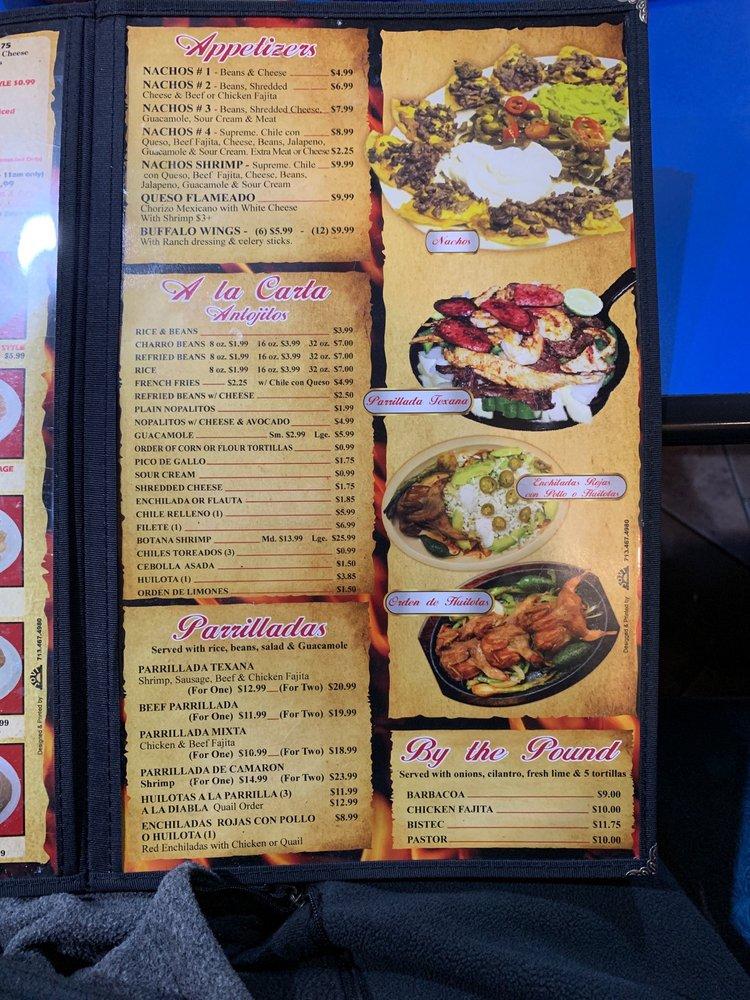 Menu at Mi Parrillada Mexican Restaurant, Baytown