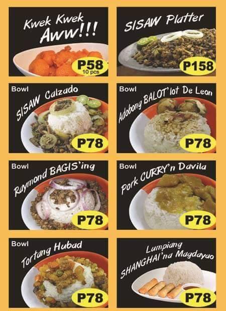 Carta del restaurante SaMoa Street Menu, Tarlac