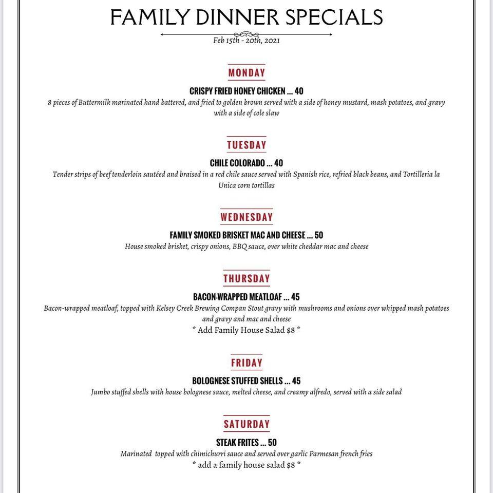 Menu at Saw Shop Public House, Kelseyville