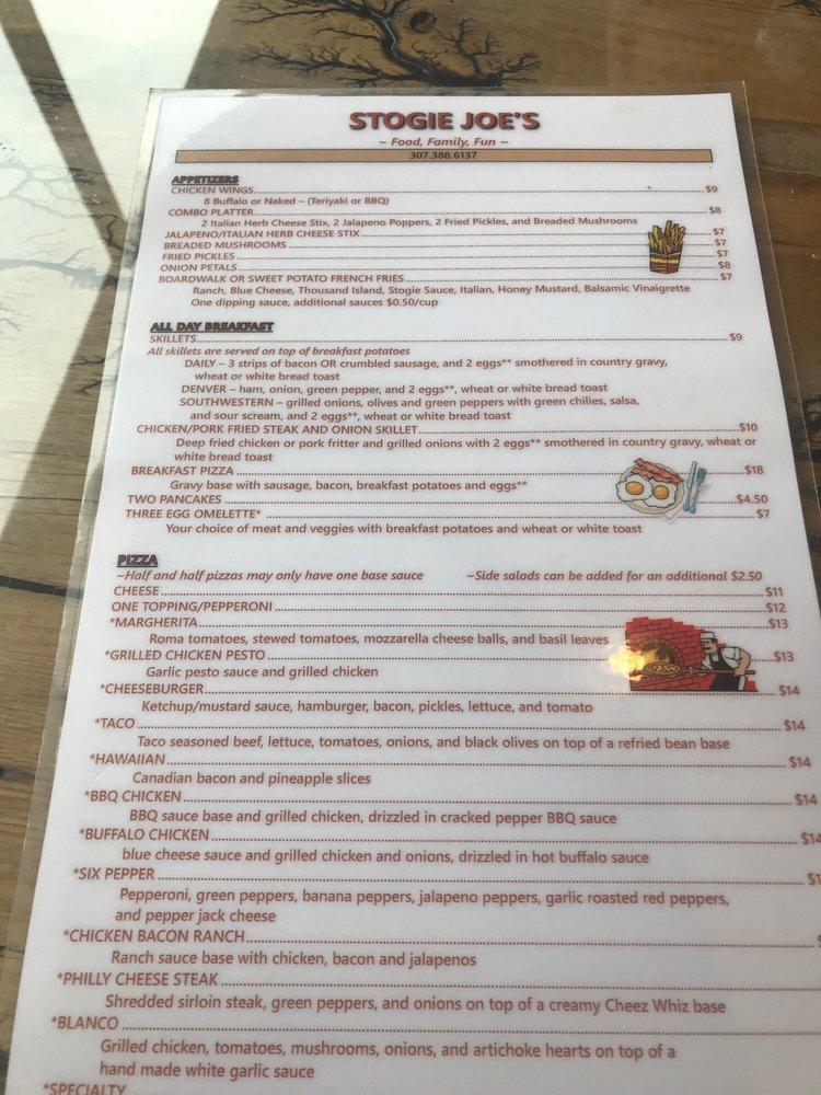 Menu at Stogie Joe's pub & bar, Worland