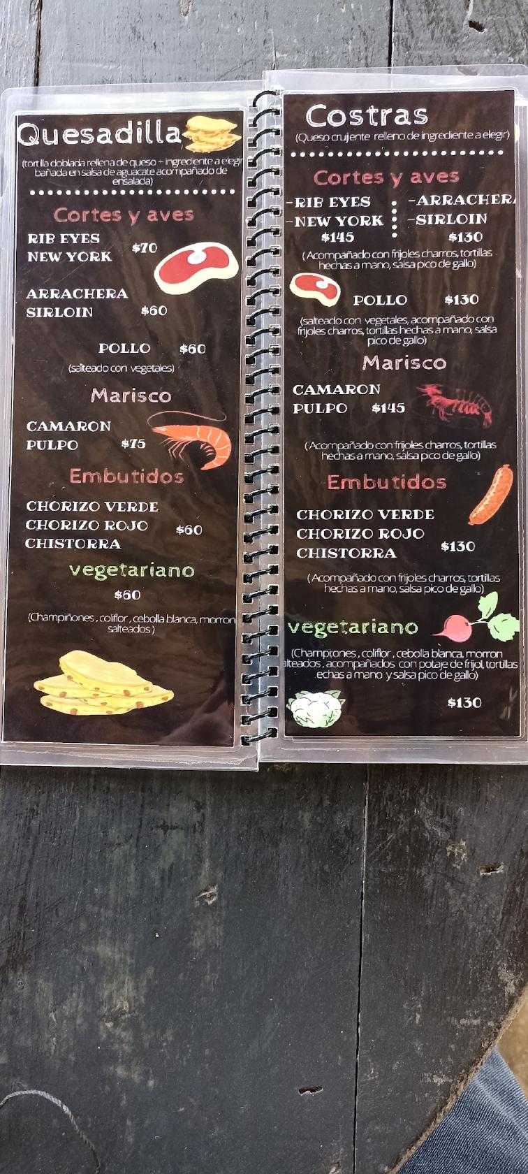 Carta de Xolo Itzcuintle taco bar, Bacalar