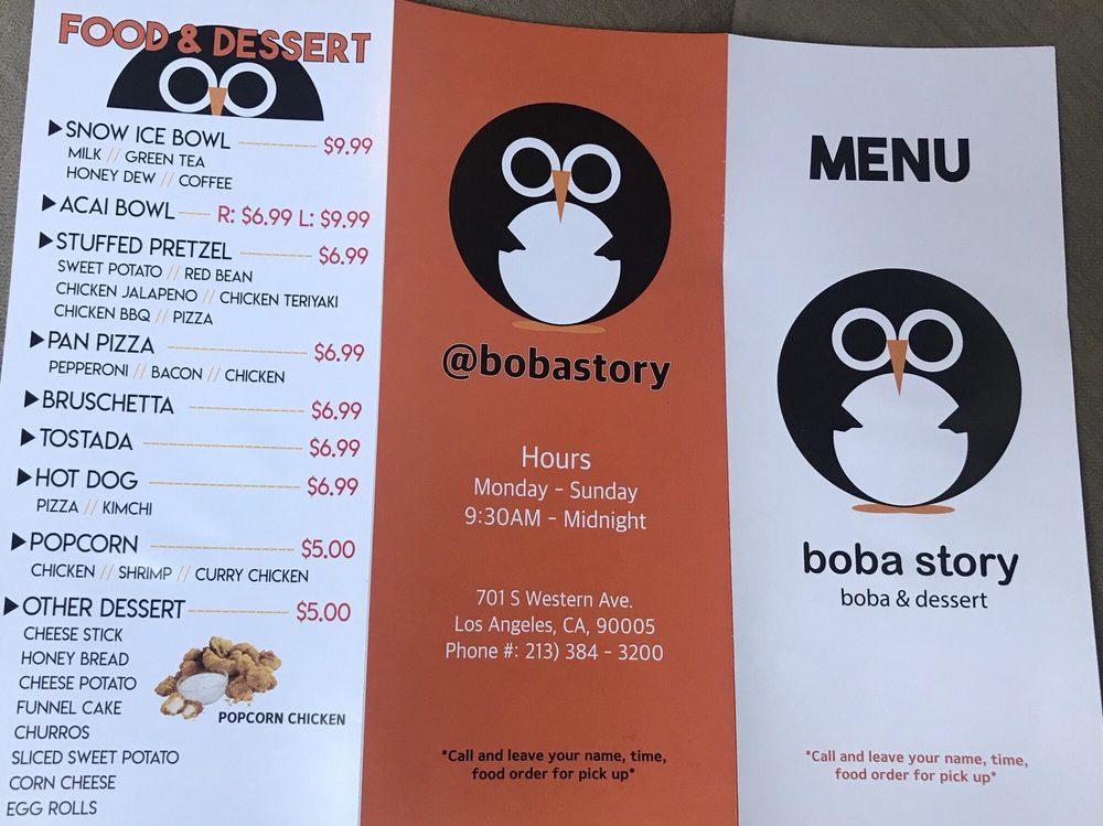 Menu at Boba Story desserts, Los Angeles, 701 S Western Ave