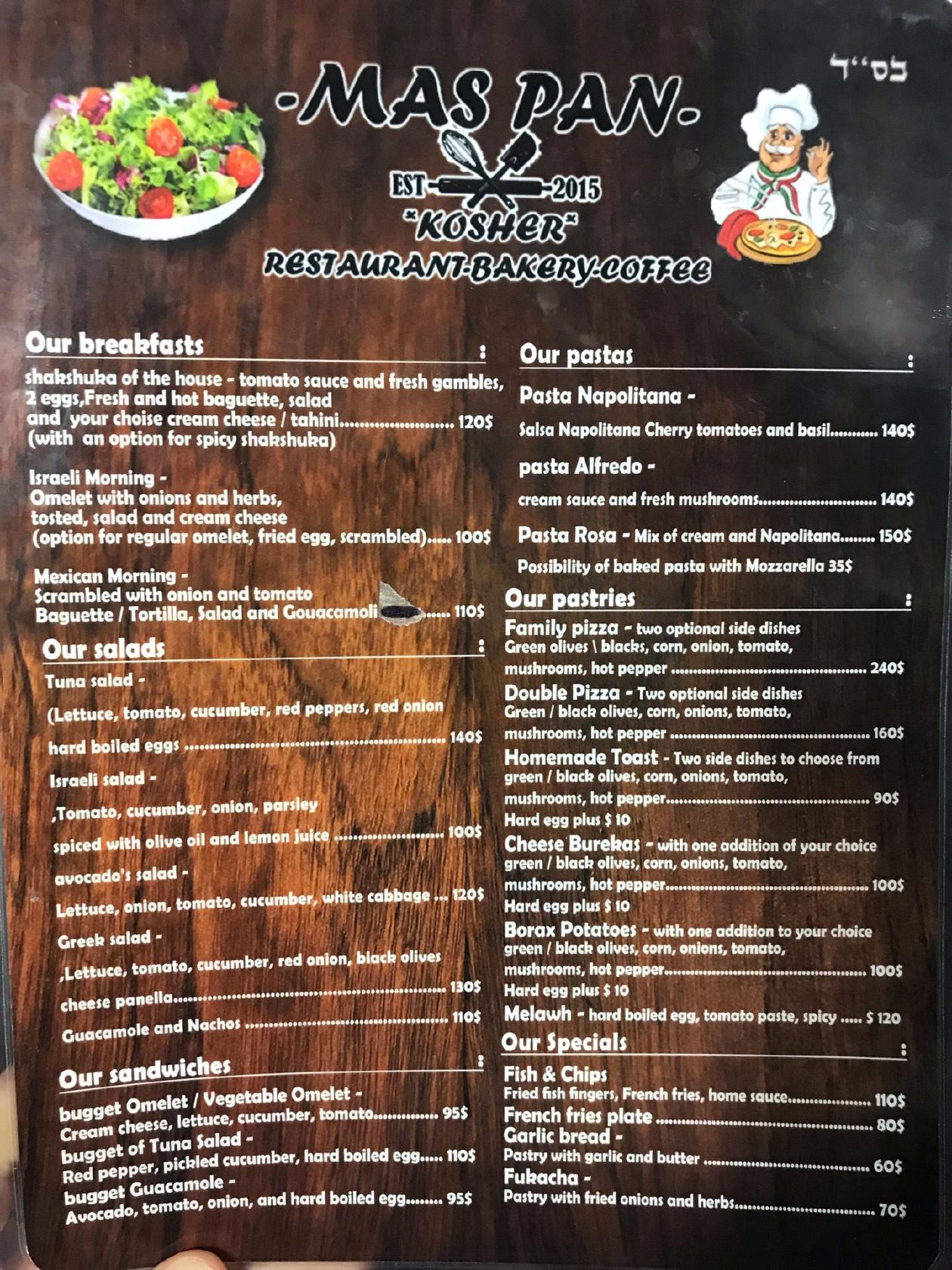Menu at Bake & Roll By Mas Pan pizzeria, Playa del Carmen