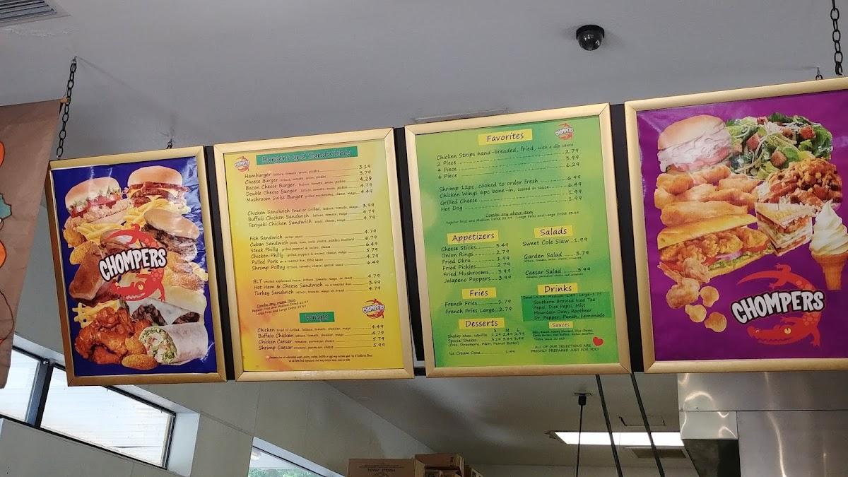 Menu at Chompers Diner restaurant, Fanning Springs