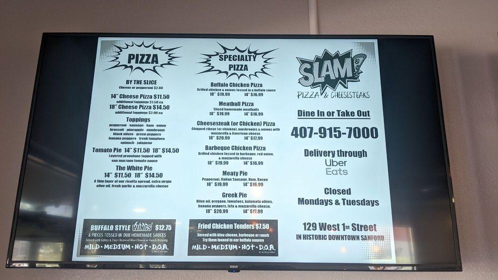 Menu at SLAM Pizza And Cheesesteaks pizzeria, Sanford