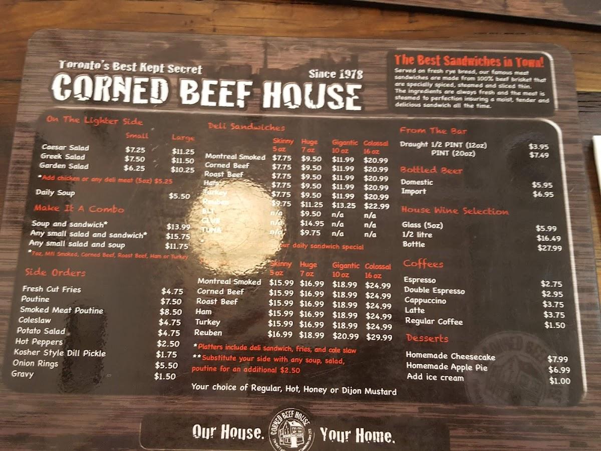 Menu at The Corned Beef House & Beer Market restaurant, Vaughan ...