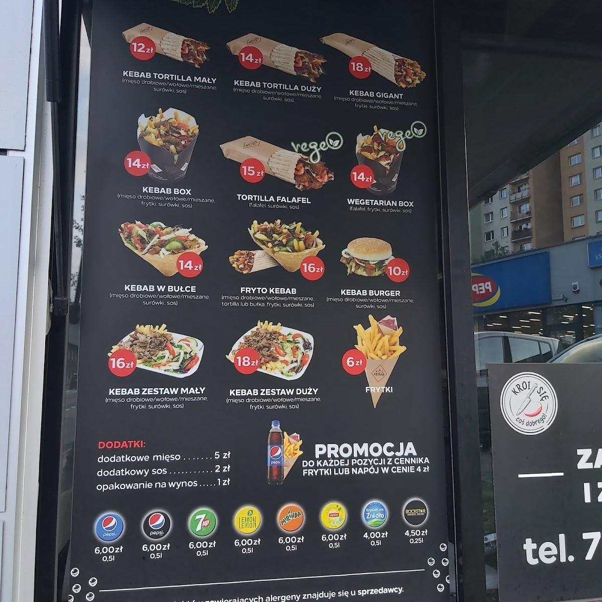 Menu at Bafra Kebab, Katowice, Józefowska 108