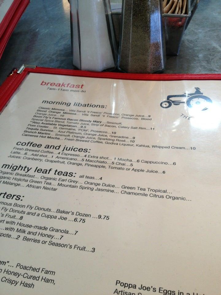 Menu at Boon Fly Café restaurant, Napa