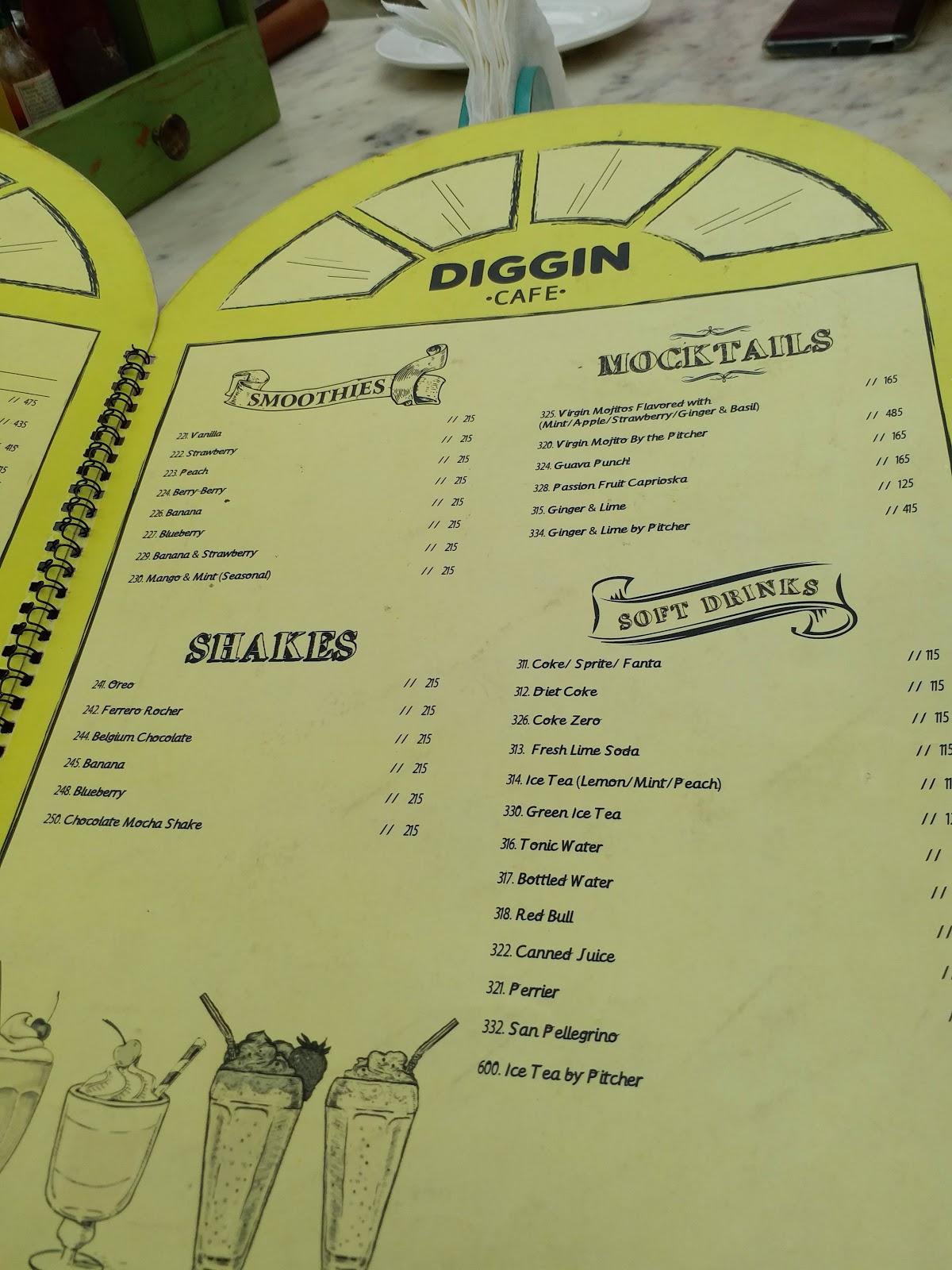 Menu at Diggin Cafe, New Delhi, Santushti Shopping Complex Shop No-10 ...