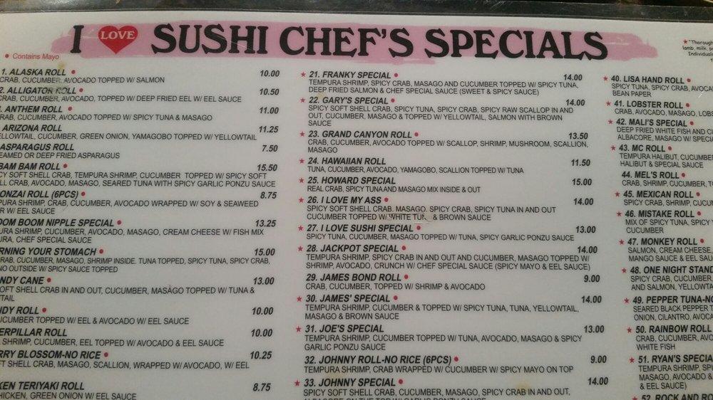 Menu at I Love Sushi restaurant, Henderson, S Eastern Ave
