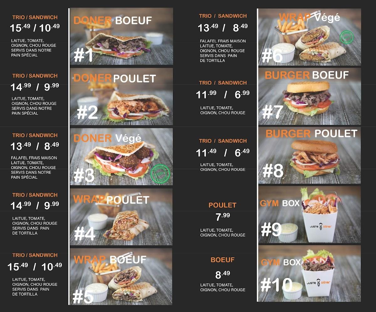 Menu at JUSTE DÖNER /JUST DÖNER restaurant, Montreal