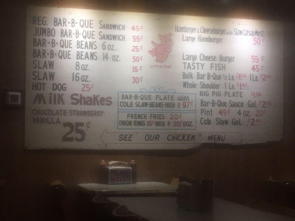 Menu at Little Pigs BBQ, Asheville, 384 McDowell St