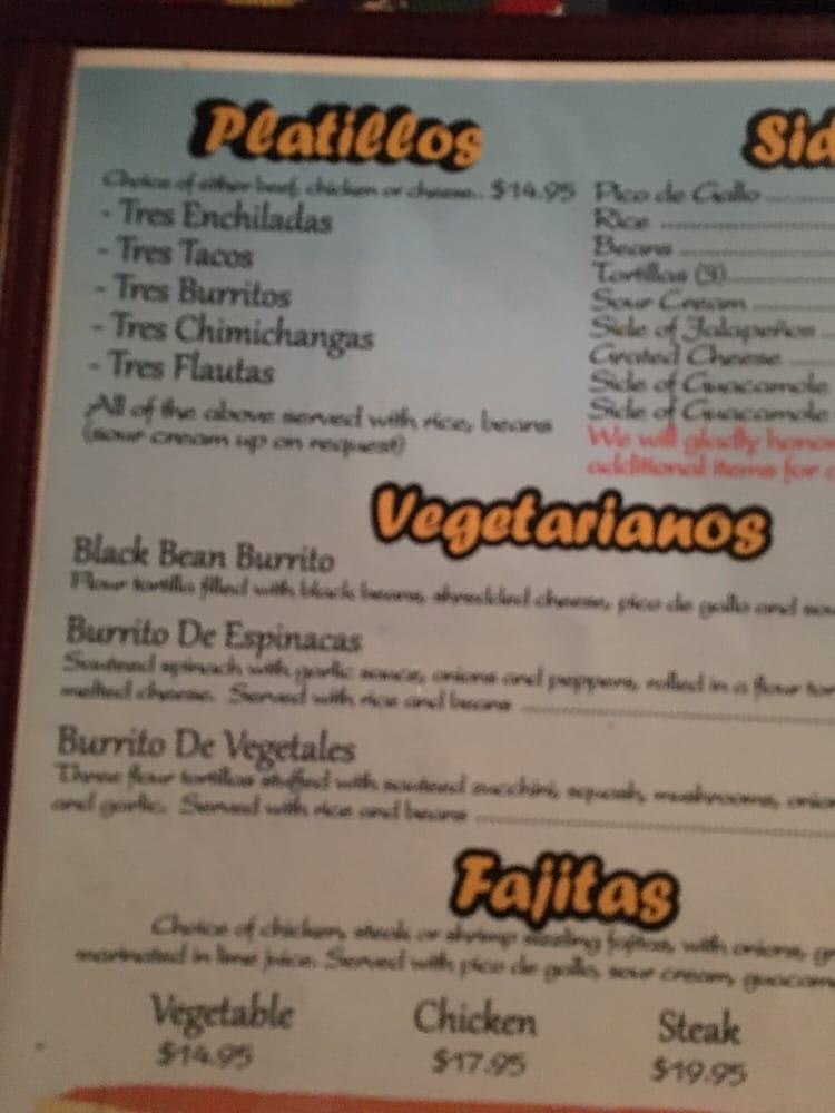 Menu at Maya Cafe, Fishkill