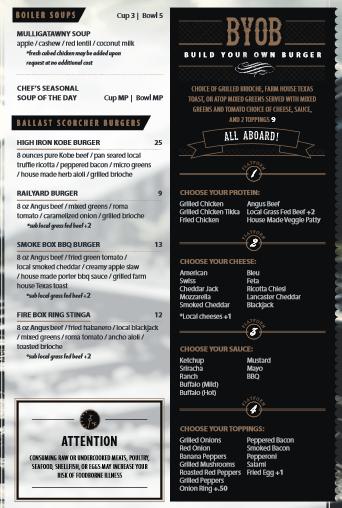 Menu at Railyard Grill & Tap Room pub & bar, Bridgeville