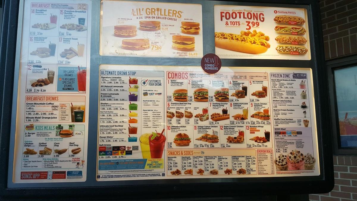 Menu at Sonic Drive-In fast food, Mountain Park