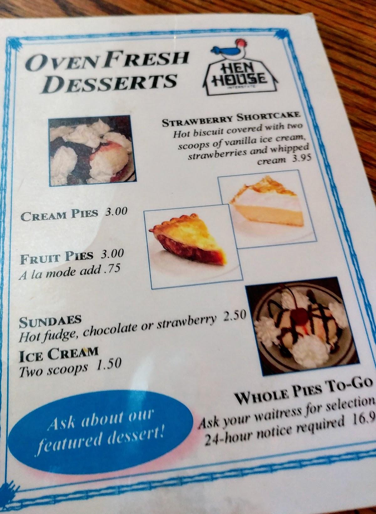 Menu at Hen House Restaurant, Pontoon Beach