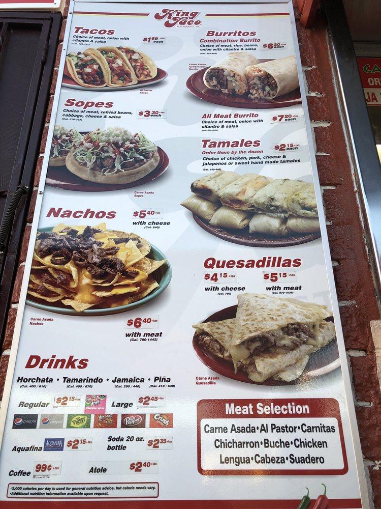 Menu at King Taco # 15 restaurant, Los Angeles, E Olympic Blvd