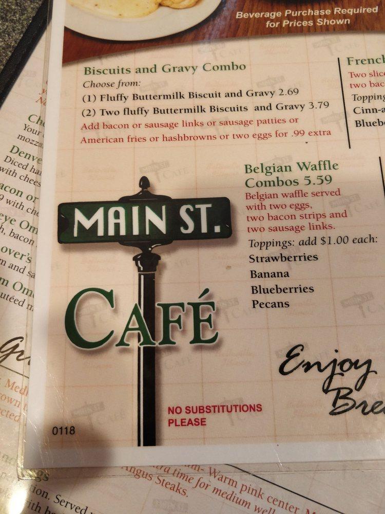 Menu at Main St. Cafe, Belleville