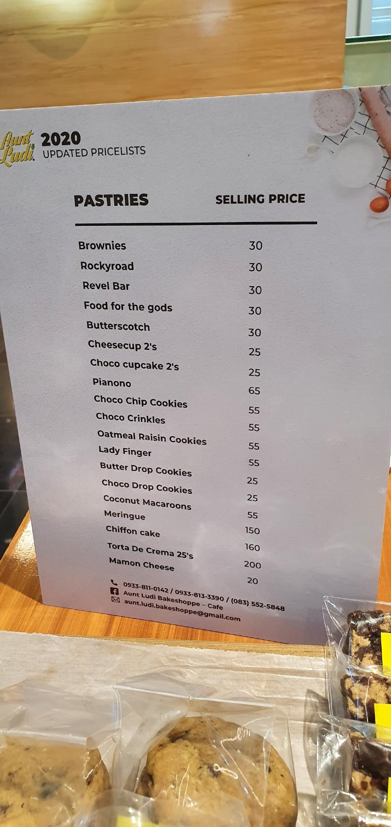 Menu at Aunt Ludi, Koronadal City