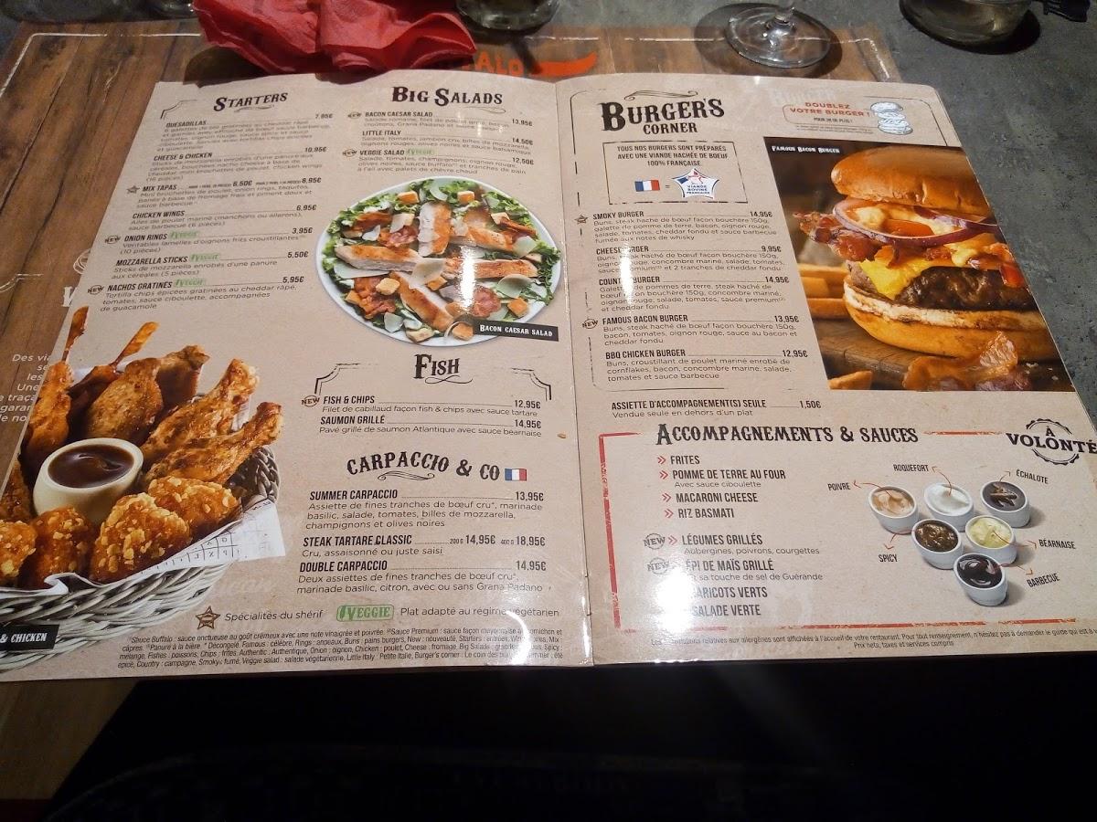 Menu au Buffalo Grill restaurant, Sélestat