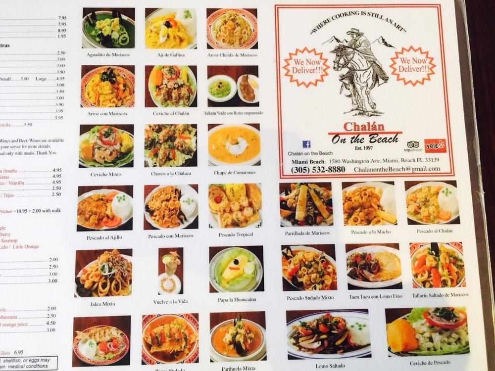 Menu at Chalan on the Beach restaurant, Miami Beach