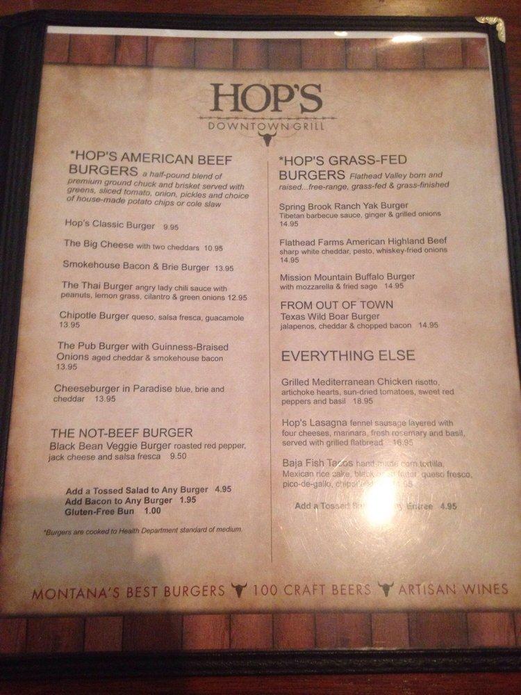 Menu at Hops Downtown Grill pub & bar, Kalispell