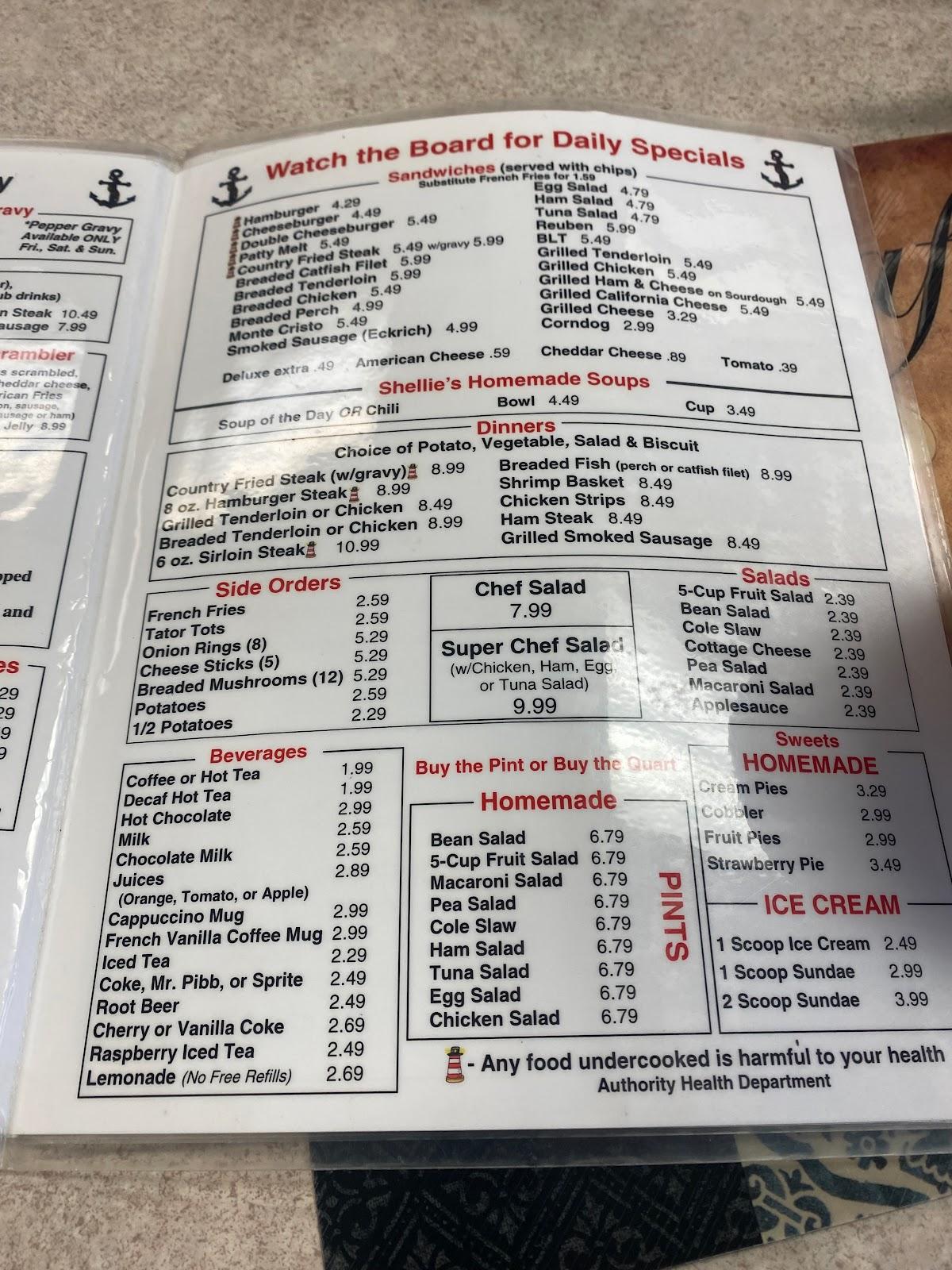 Menu at Shellie's Cafe Dnv, Lafayette, Teal Rd #14