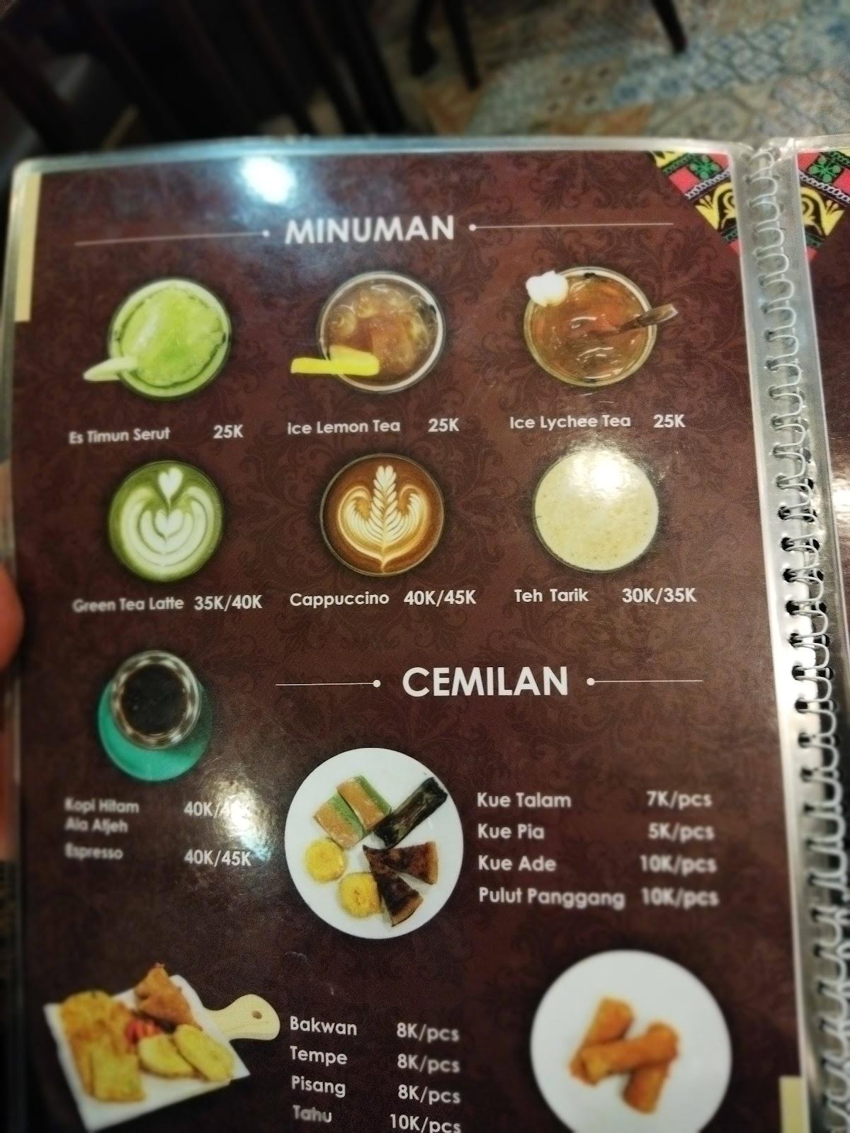 Menu at The Atjeh Connection SCBD cafe, South Jakarta, Jl. Tulodong ...