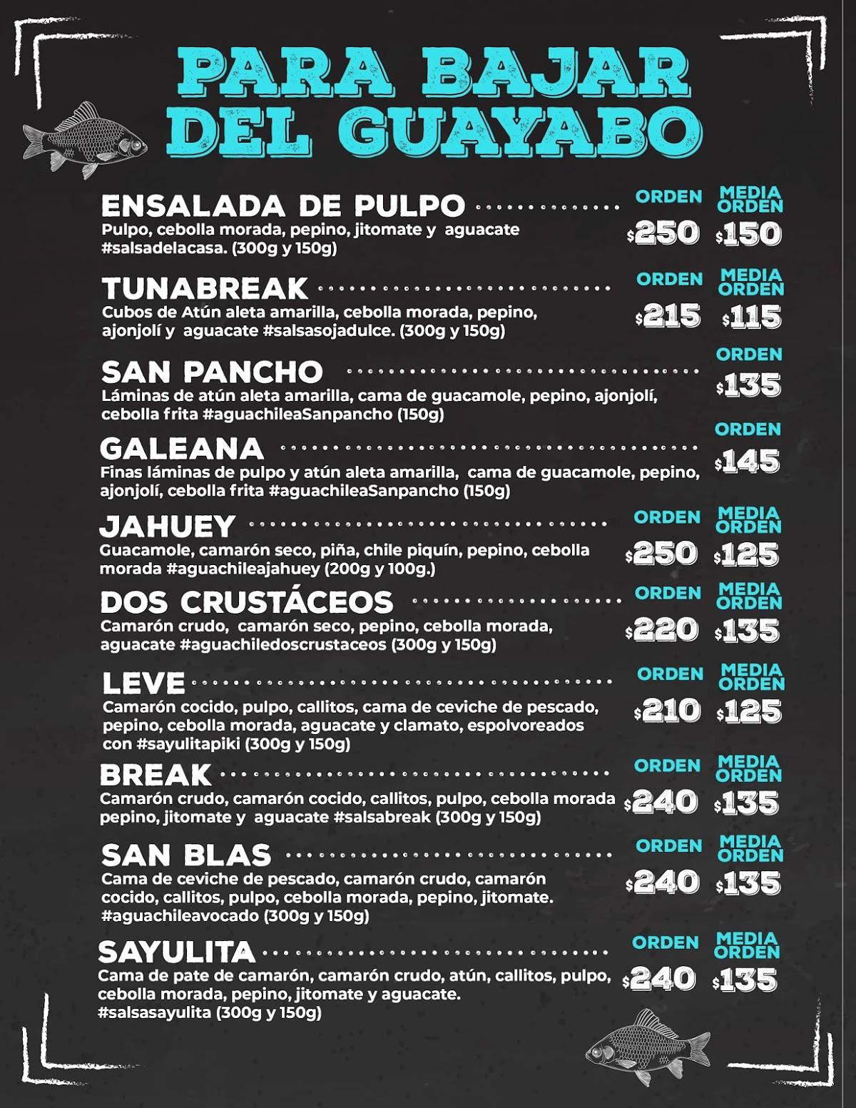 Menu at Tunabreak Escala Náutica San Blas restaurant, San Blas, Escala ...