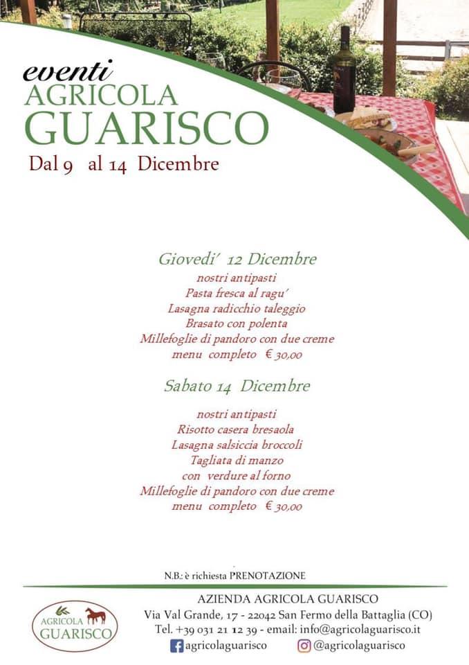 Menu da Agricola Guarisco ristorante, San Fermo della Battaglia