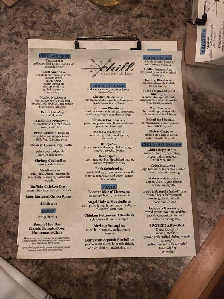 Menu at Chill Kitchen and Bar, Marlborough