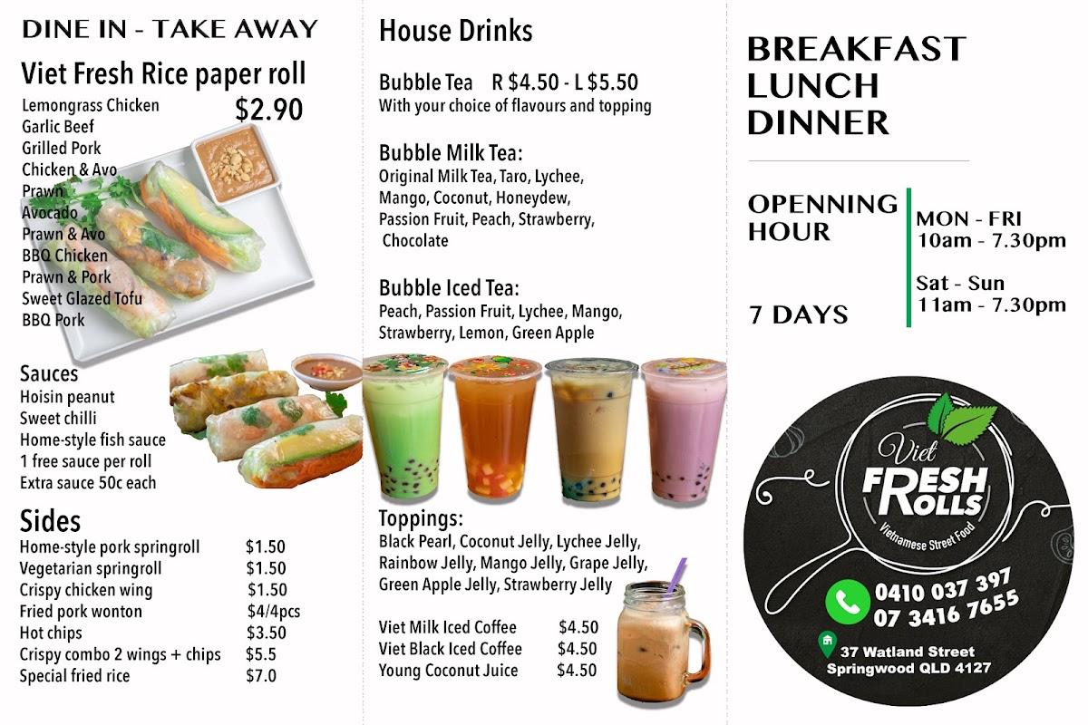 Menu at Viet Fresh Rolls restaurant, Springwood