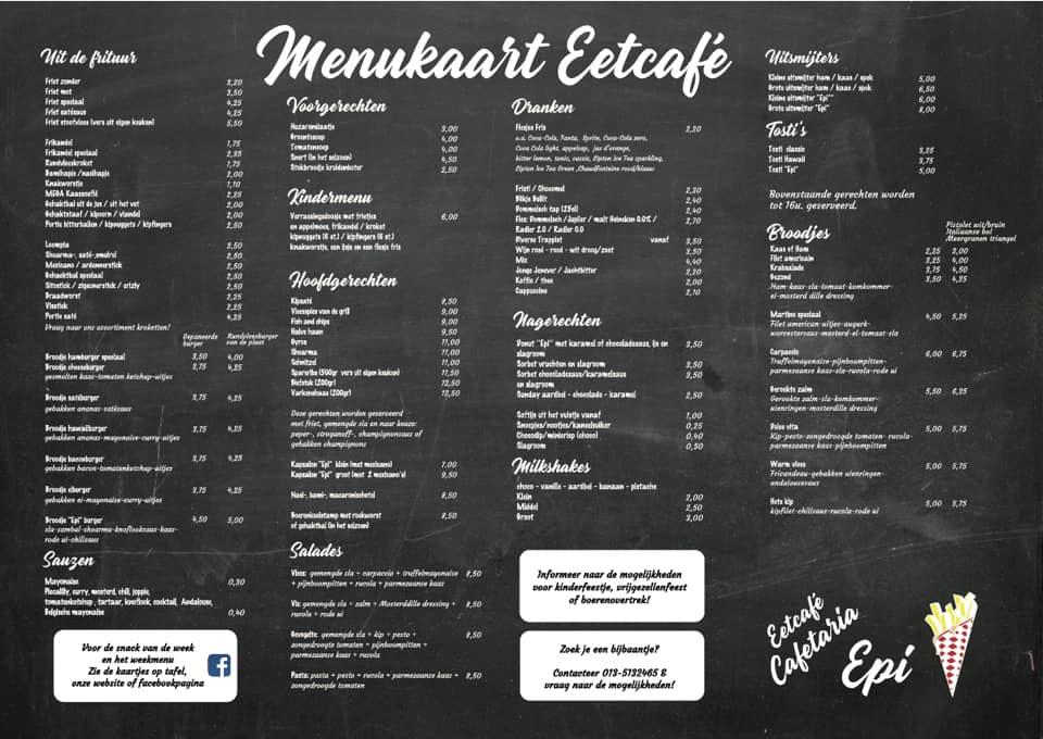 Menu at Café Cafetaria "EPI", Moergestel