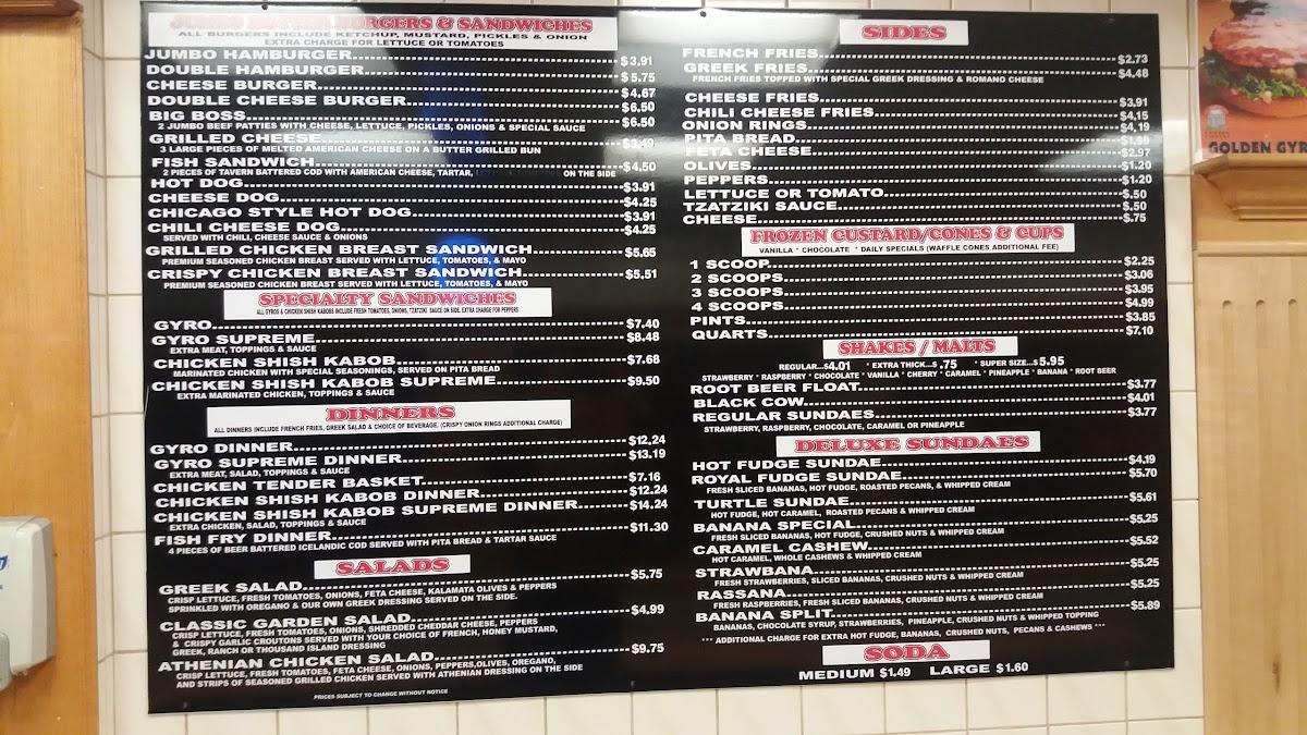 Menu at Golden Gyros restaurant, Milwaukee
